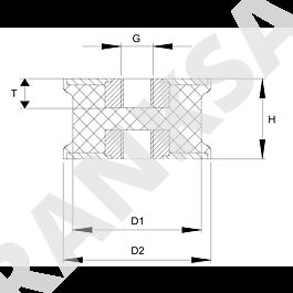 Gummi-Metall-Puffer, Ausführung CV, zylindrisch verstärkt Durchmesser D ...